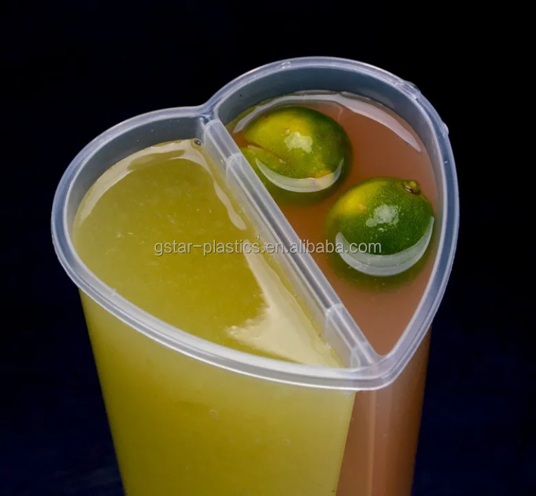 16oz 22oz Bubble Tea Plastic Split Cup For Boba Two-compartment Twin ...
