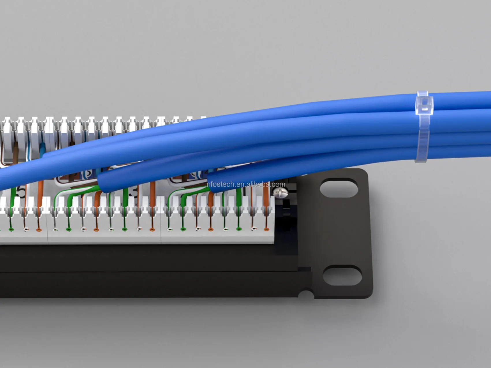 Renbao 19 Inch 1U CAT6A Coupler Patch Panel 24 Port Rack Mount STP RJ45 ...