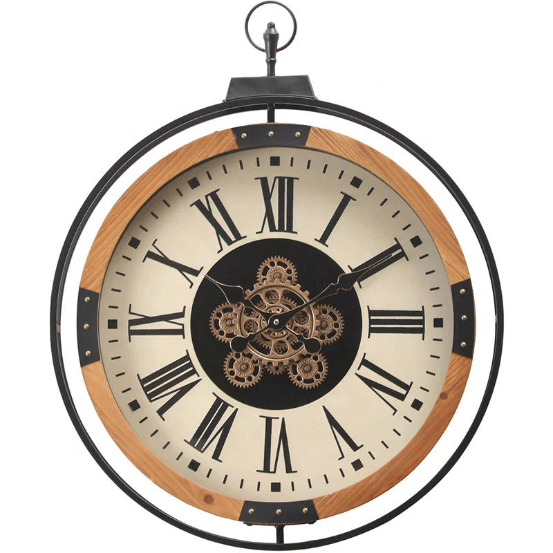 Infinity Time Hot Selling Wooden Wall Clock Classic Metal Moving Gears ...
