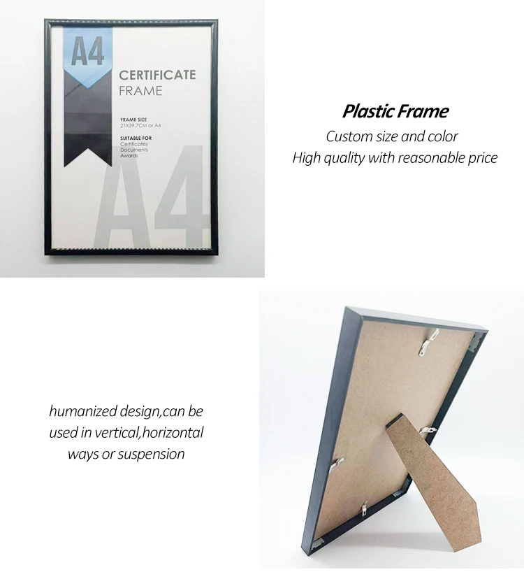 Custom A3 A4 A5 Certificate Display Photo Frame Pvc Plastic Photo Frame ...