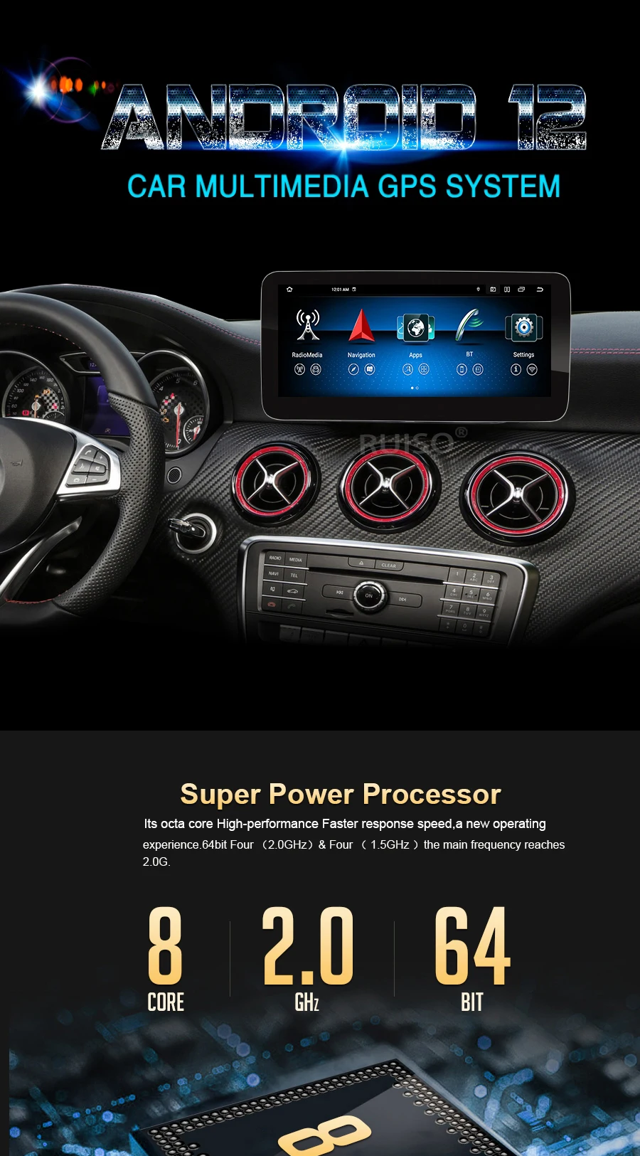 Ruiso F100 Car Radio Android Car Player For Benz C-class W204 S204 C180 ...