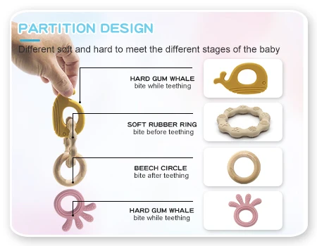 Baby Teether Whale Learning Loop Silicone Teether Beech Ring For Babies ...