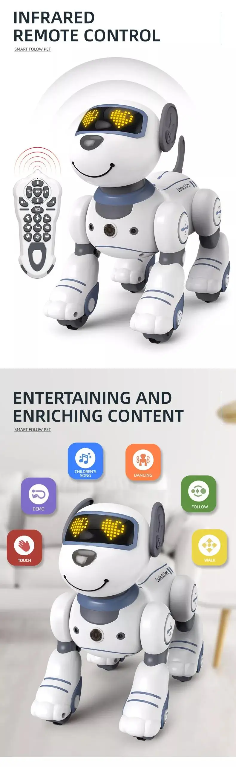 2023 Touch Interaction Programming Robotic Dog Electric Walking Stunt ...