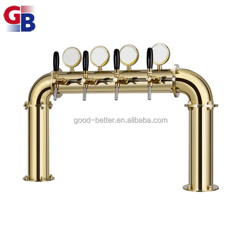 U-shaped 4-hole Beer Tower Dispenser Gold Beer Column With Led Light ...