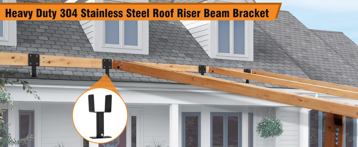 Heavy Duty Adjustable 4x4 Pergola Riser Brackets & Gutter Support