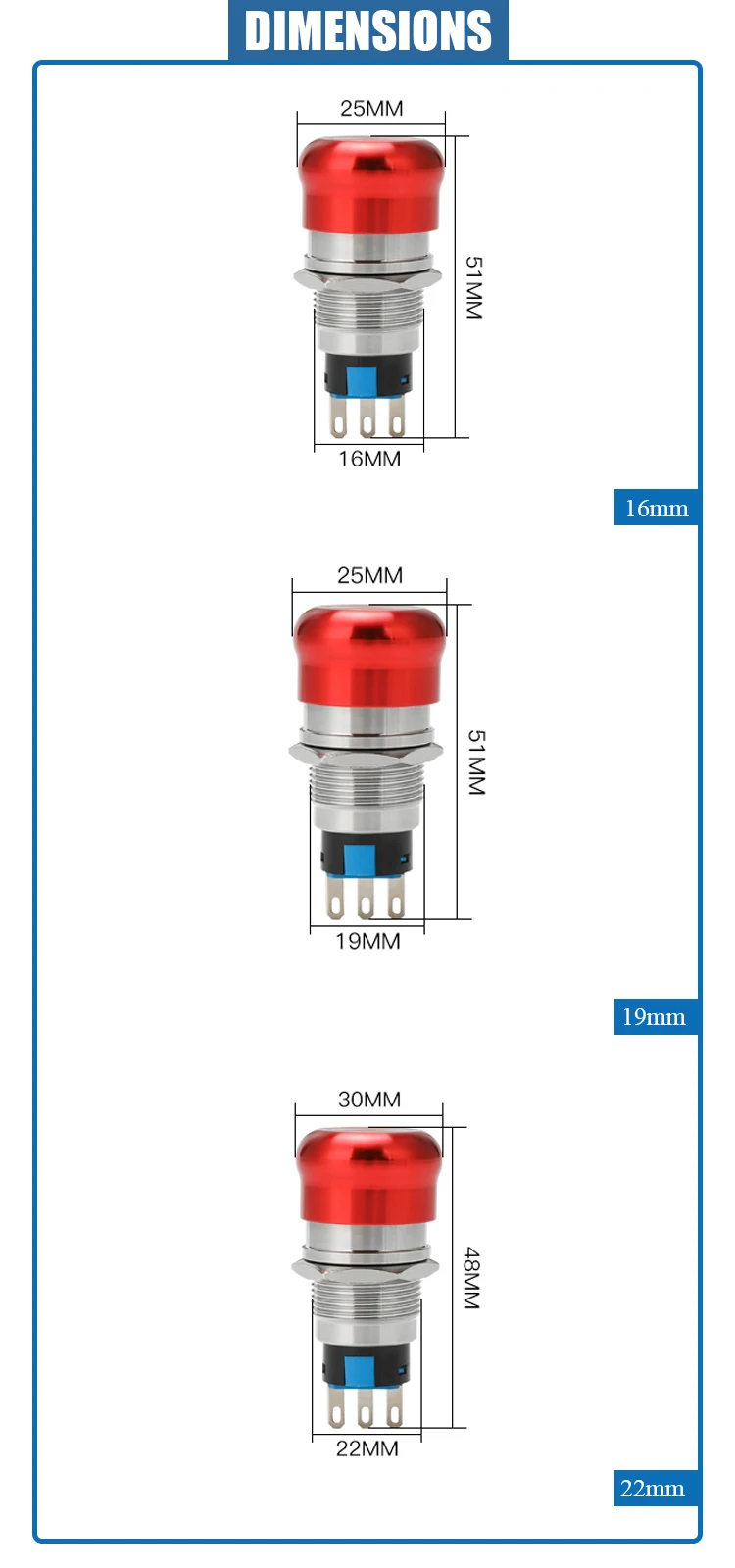 Emergency Stop Push Button Switch - Red Mushroom 1NO1NC