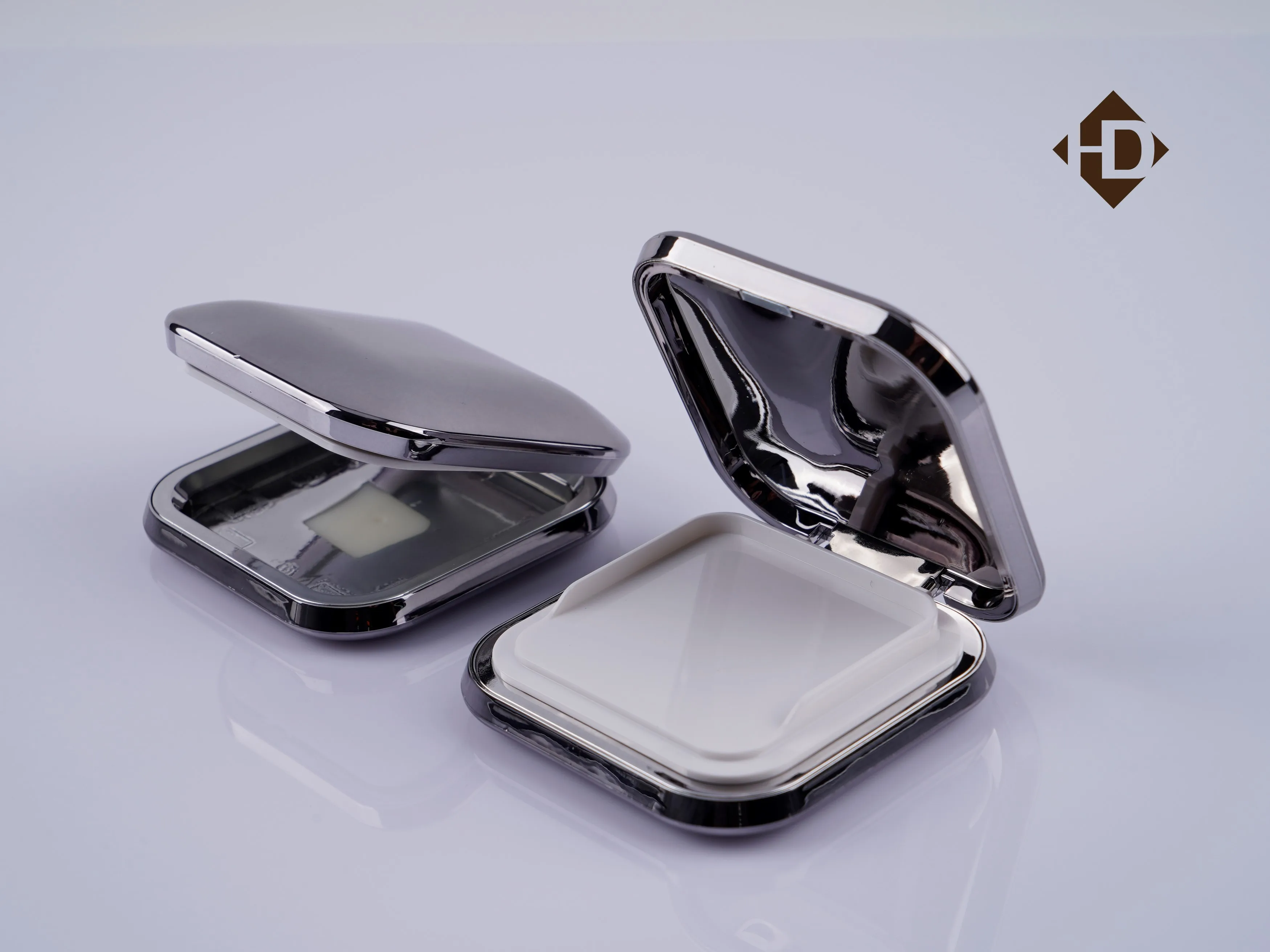 Custom Red Square Luxury Empty Cosmetic Press Powder Box Makeup Case ...