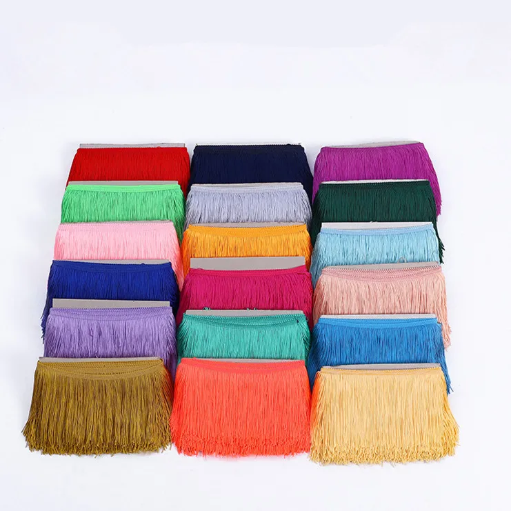 Width 20cm Polyester 2 Layer Ply Thick Fringe Vertical Tassel Lace Trim ...