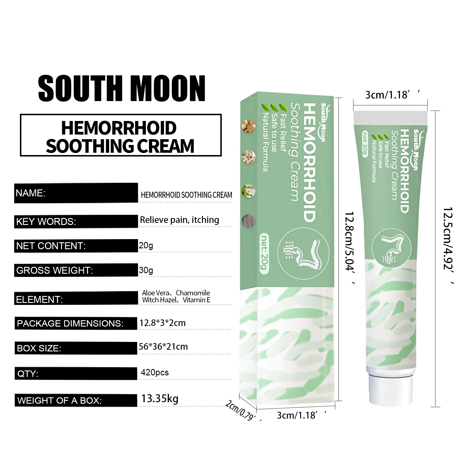 South Moon Plant Herbal Hemorrhoid Ointment Pain Soothing Anal Bleeding ...