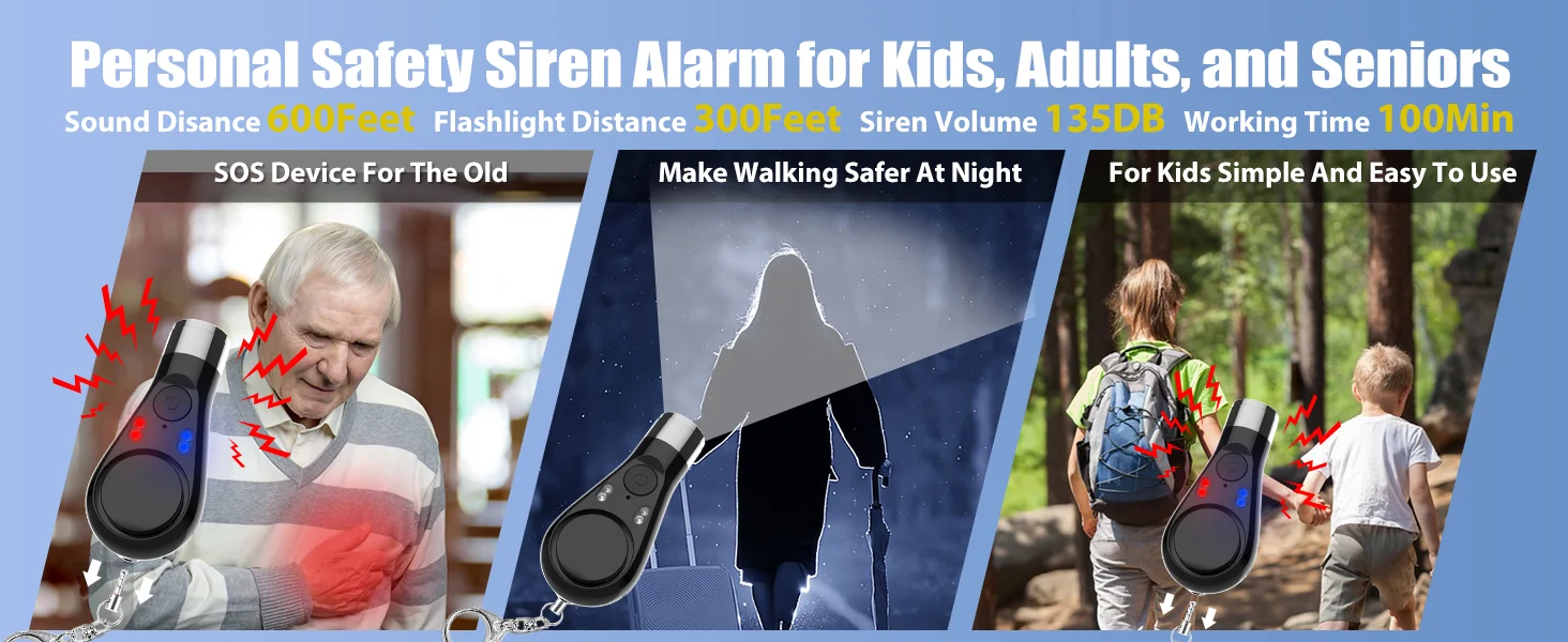 140DB Siren Song LED Portable Emergency SOS Security Self Defense Alarm ...