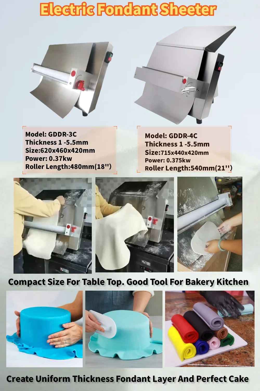 Manual Dough Sheeter for Bakery - Portable Lamination Tool for Crescent Rolls, Macarons, and ...