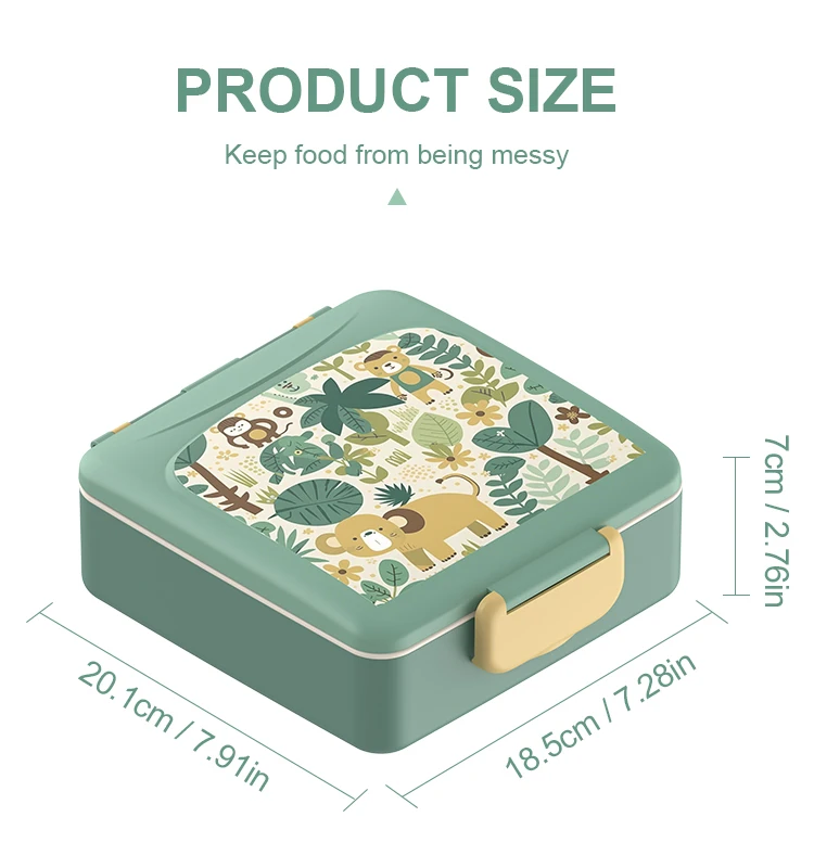 Custom Printed Cute School Lunch Box with Tableware Set Waterproof Easy ...