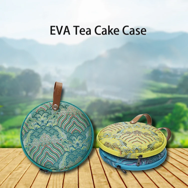 Chinese Style Eva Tea Cake Case Custom Brocade Fabric Round Hard Shell ...