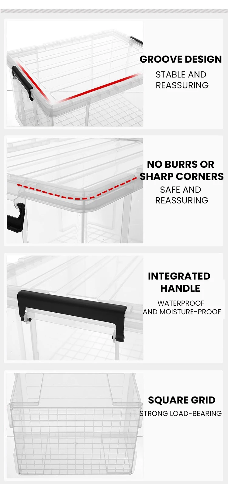 Transparent Stackable Plastic Storage Box Organizing Container Storage ...