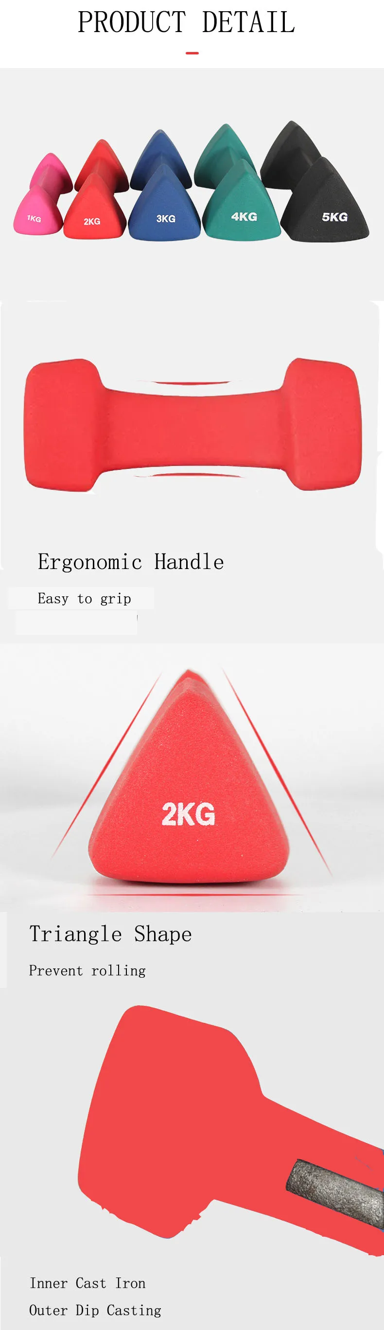 Triangle Dumbbells Hand Weights Neoprene Coated Exercise Fitness ...