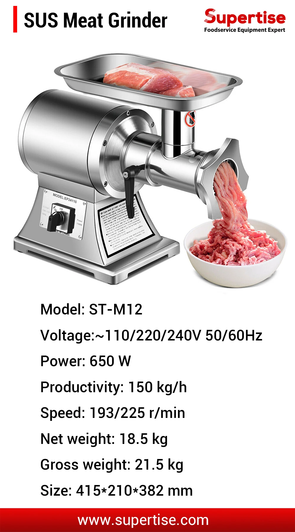 Stainless Steel Commercial Frozen Meat Grinder Machine Electric ...