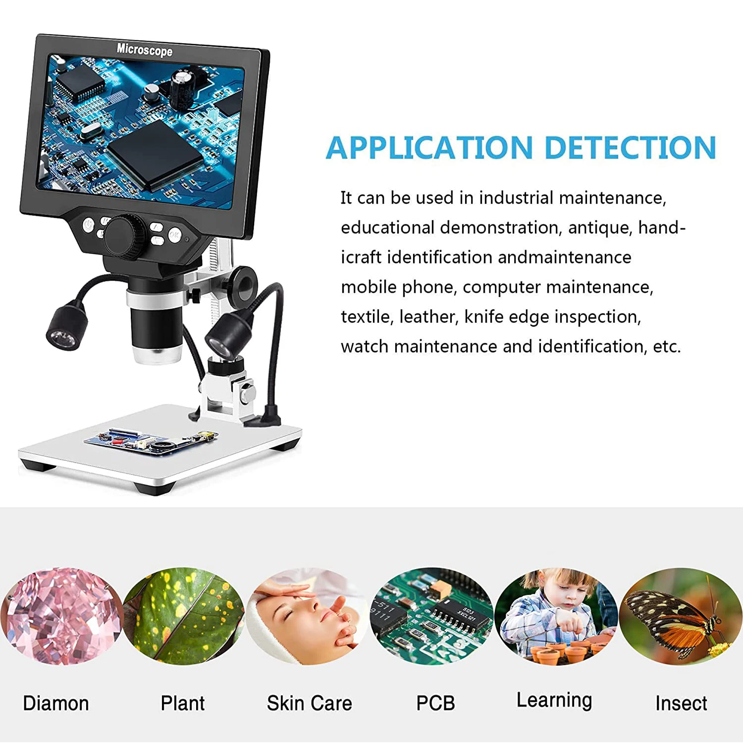 12MP Digital Microscope with 7" LCD, 32GB Storage