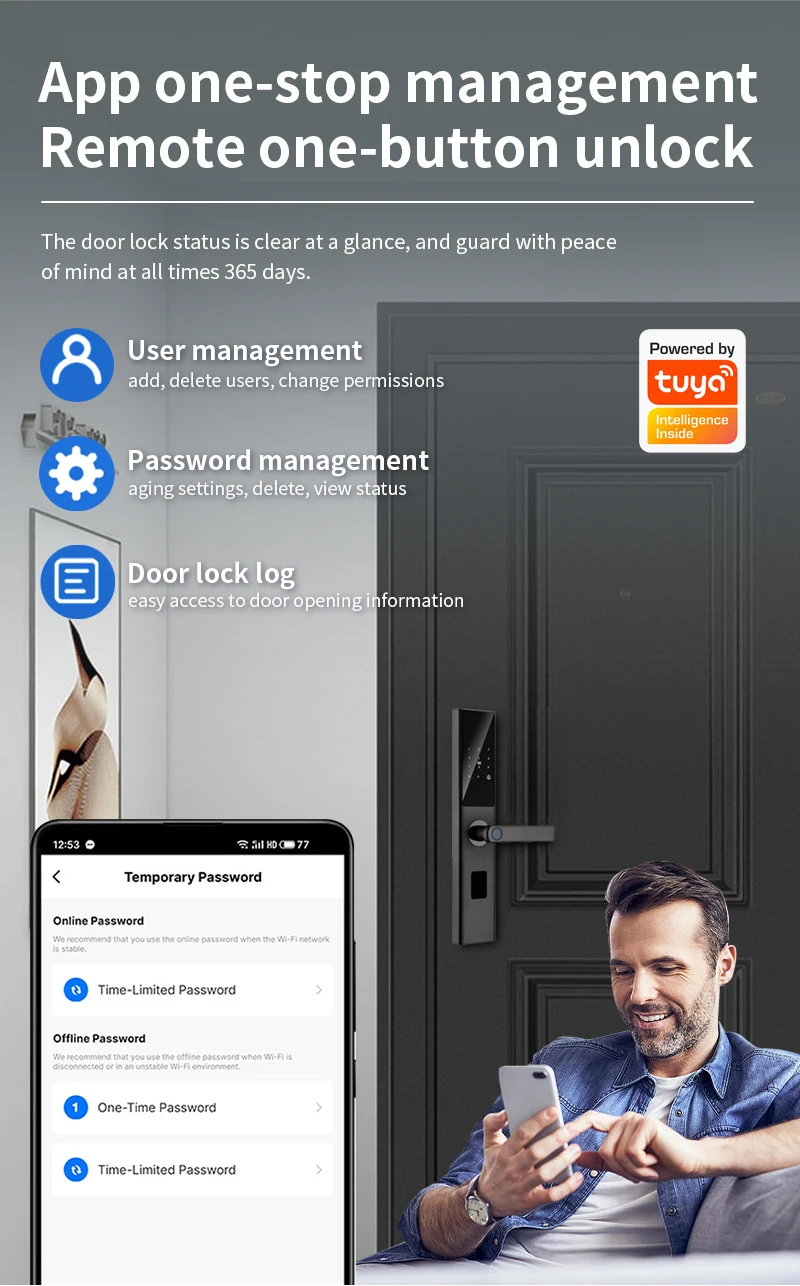 Tysh Factory Price Home Security Digital Wifi App Smart Door Lock ...