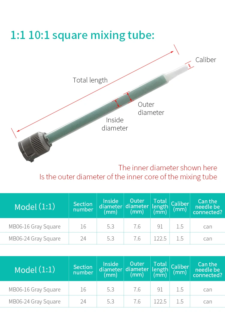 Multiple Models Square Plastic Mixers Tip Mixing Cannula