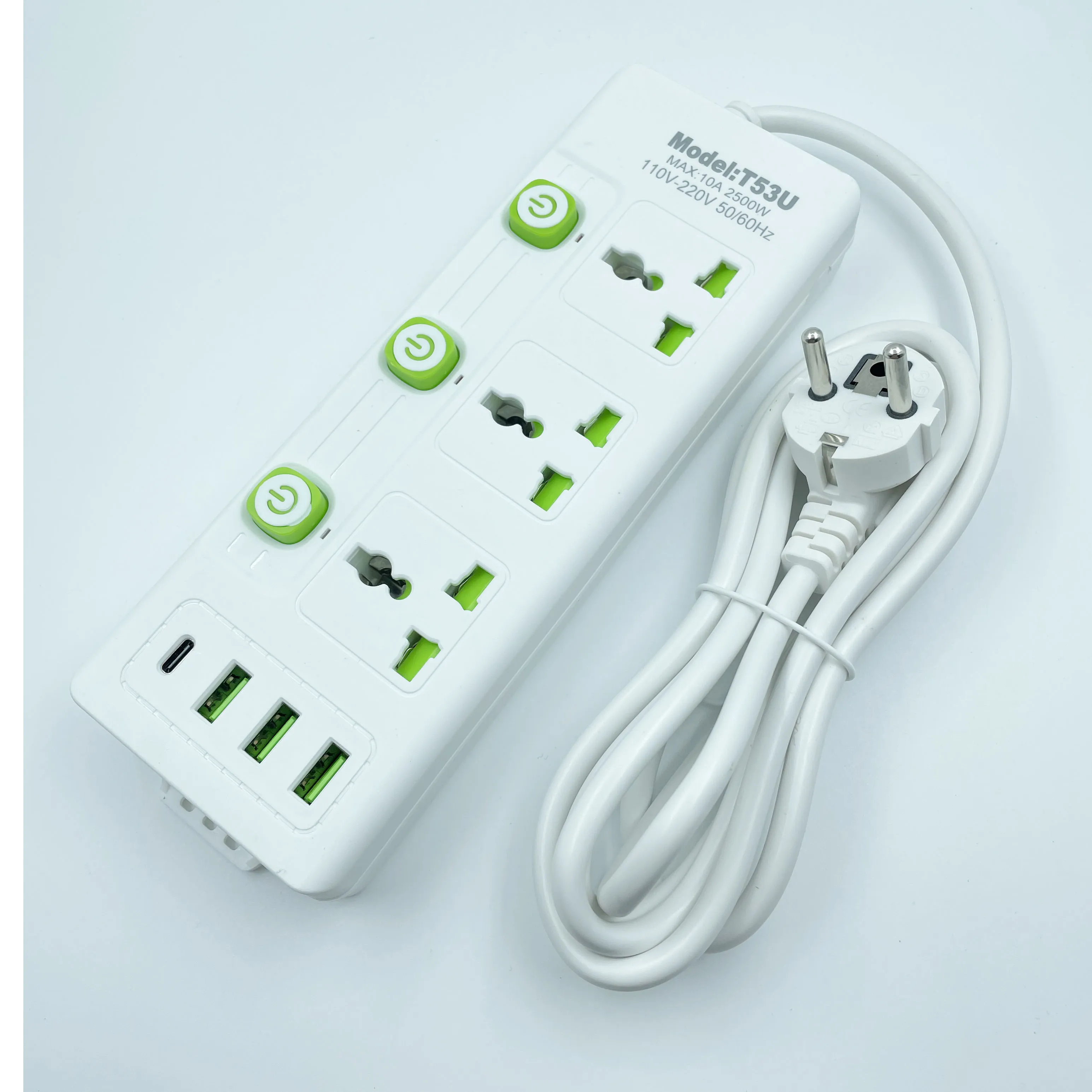 Uk 13a Plug Adapter Multi 3 Way Outlet Power Cord Strip Usb Extension ...
