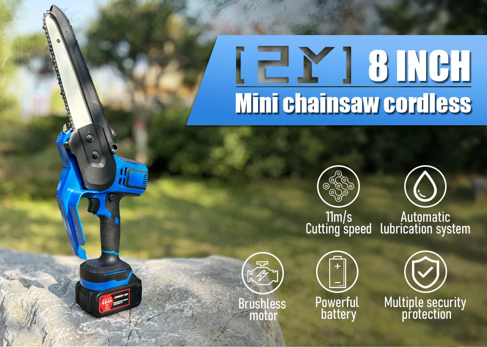 21v Lithium Battery Chainsaw 8 Inch Rechargeable Electric Mini Chain ...
