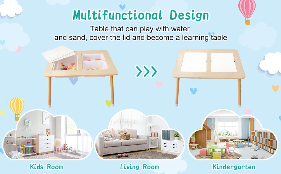 Montessori Furniture School Wood Table Kids Sand Water Building Block ...
