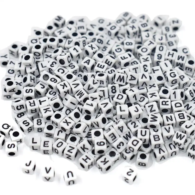 Wholesaler 5*5 Mm Fashion Acrylic Square Alphabet Beads Black Number ...