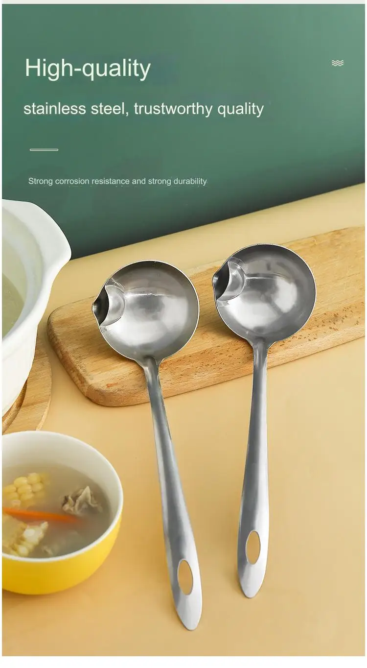 Gravy Ladle Handle Stainless Steel Grease Separator Soup Spoon Ladle ...