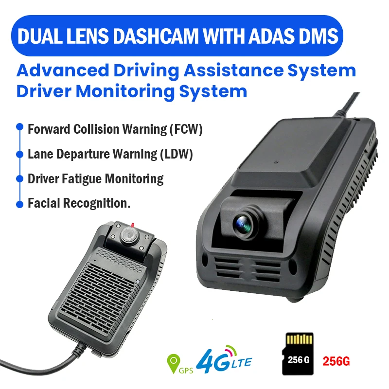 Remote Monitoring Dual Lens 512gb Tf Card Ai Dashcam With Adas Dms 4g ...