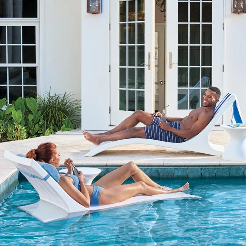 Hotel Pool Furniture Anti UV PE Plastic Waterproof Swimming Pool Chairs Sun Lounger