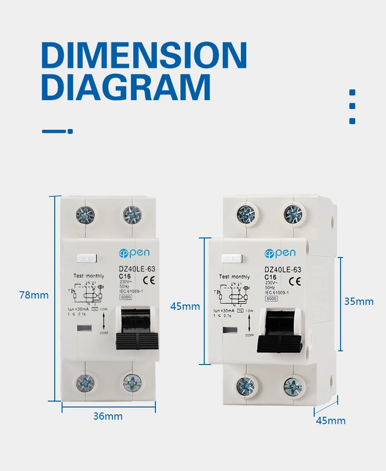 MCB RCCB RCD Type a / AC RCBO DPNL Residual Current Circuit Breaker ...