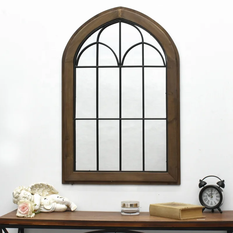 Custom Wholesale Vintage Farmhouse Decorative Wood Framed Arched Window ...
