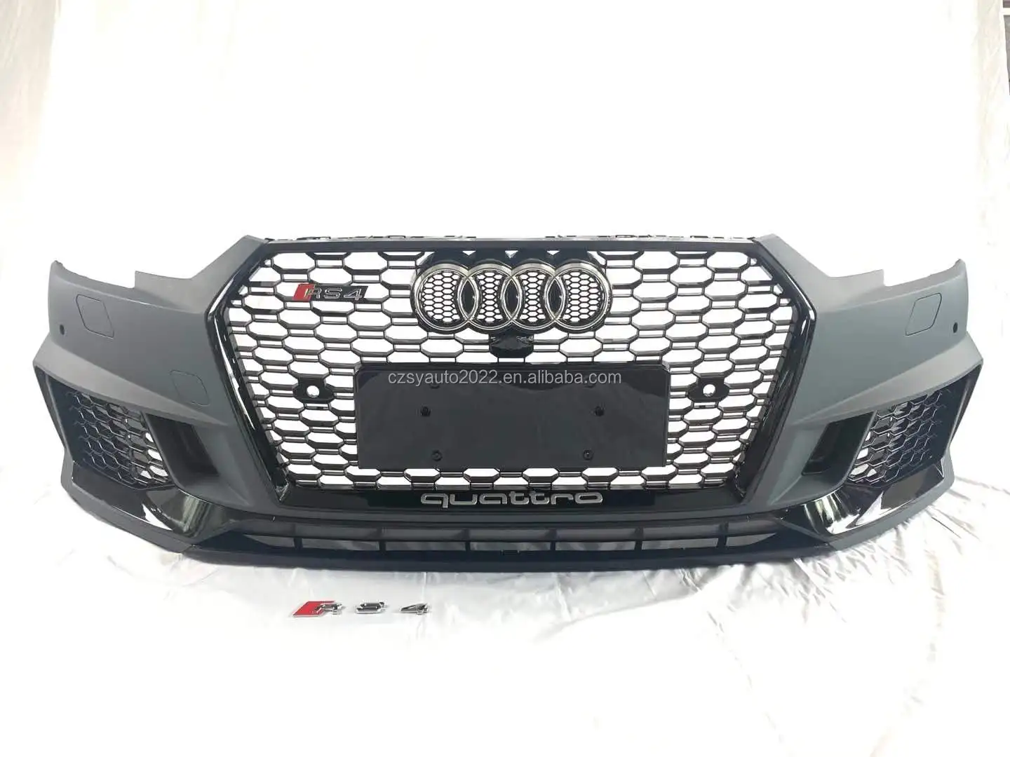 Body Kit Include Front Bumper Assembly Grille for Audi A4 S4 B9 2017-2019 Upgrade to RS4 Style ...