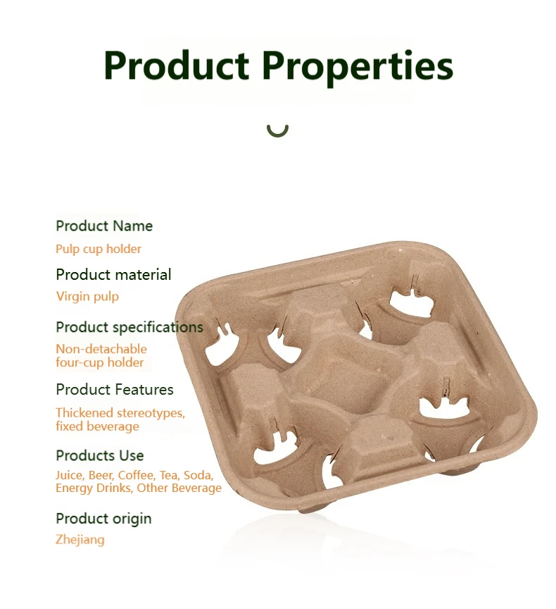 1/2/4 Cup Disposable Pulp Drink Holders Stackable to Go Tray Durable ...