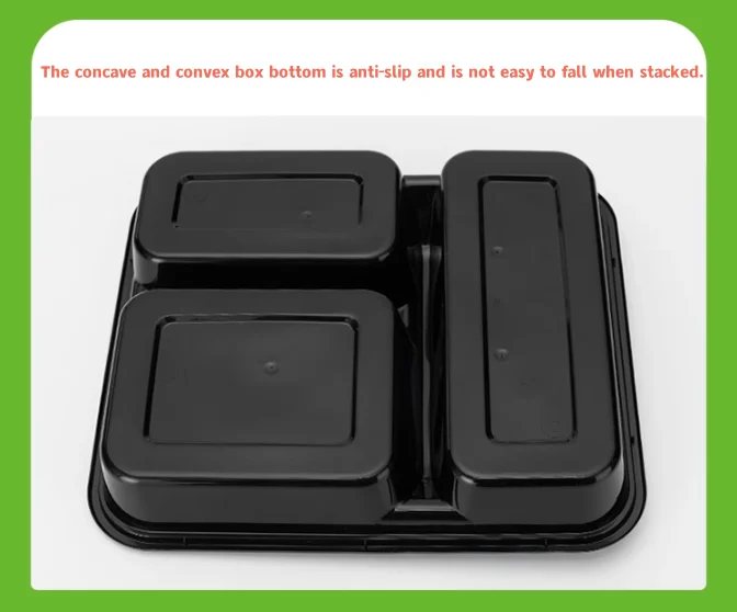 3 Compartment Takeaway Microwavable Container Disposable Plastic Food ...