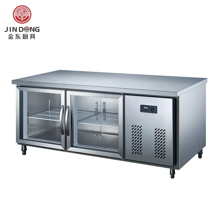 2 Doors Chef Freezer Bench Table under Counter Commercial Refrigerator