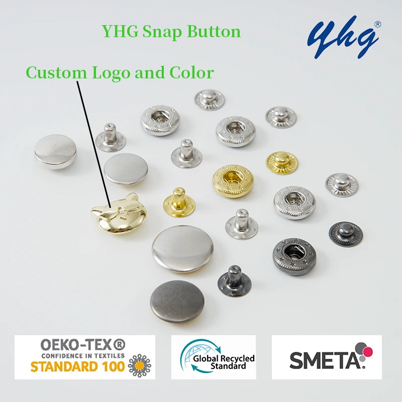 Yhg Engraved Brass Botones Fastener Logo Custom Metal Press Snap Button ...