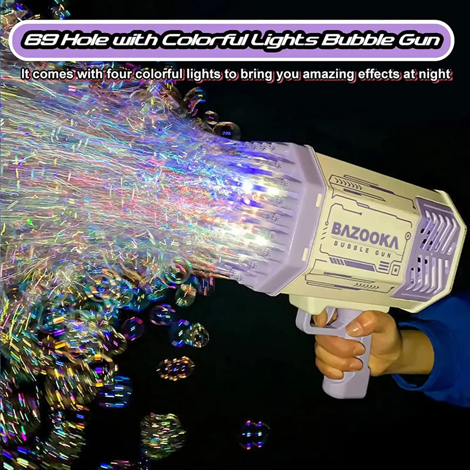 Plastic 69 Holes Rocket Bazooka Bubble Gun Rechargeable Electric Bubble ...
