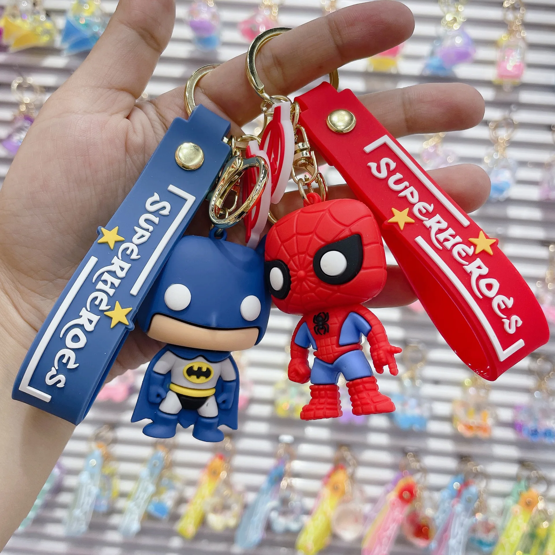 Creative Rubber Dolls Cartoon Marvel Superhero Spider-man Key Ring With ...