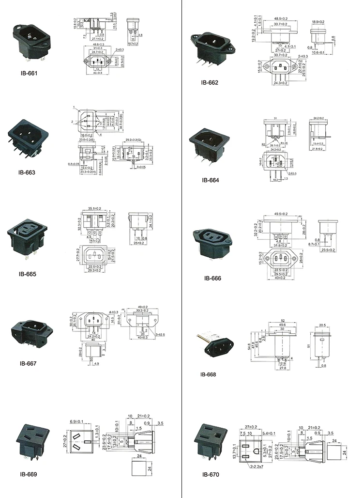 16a 250v Female Socket With Fuse And Switch Male Ac Power Socket Ac ...