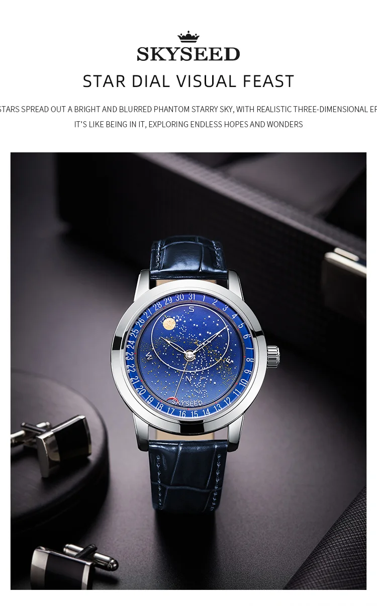 New Starry Sky Dial Luminous Mechanical Watch Day/date Men's Watch ...