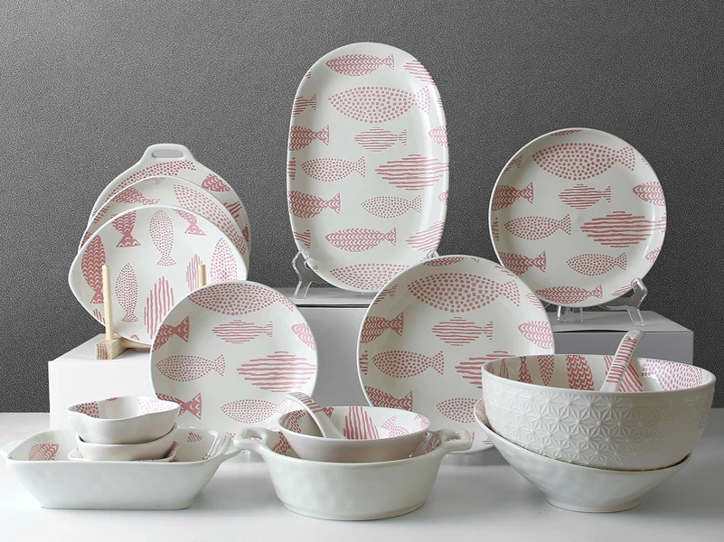 Japanese Kitchen Plates Set Dinnerware Ceramic Tableware