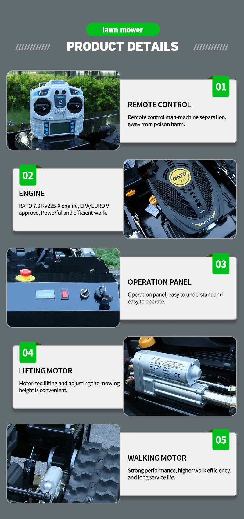 Free Delivery Remote Control Lawn Mower with Push Shovel Crawler ...