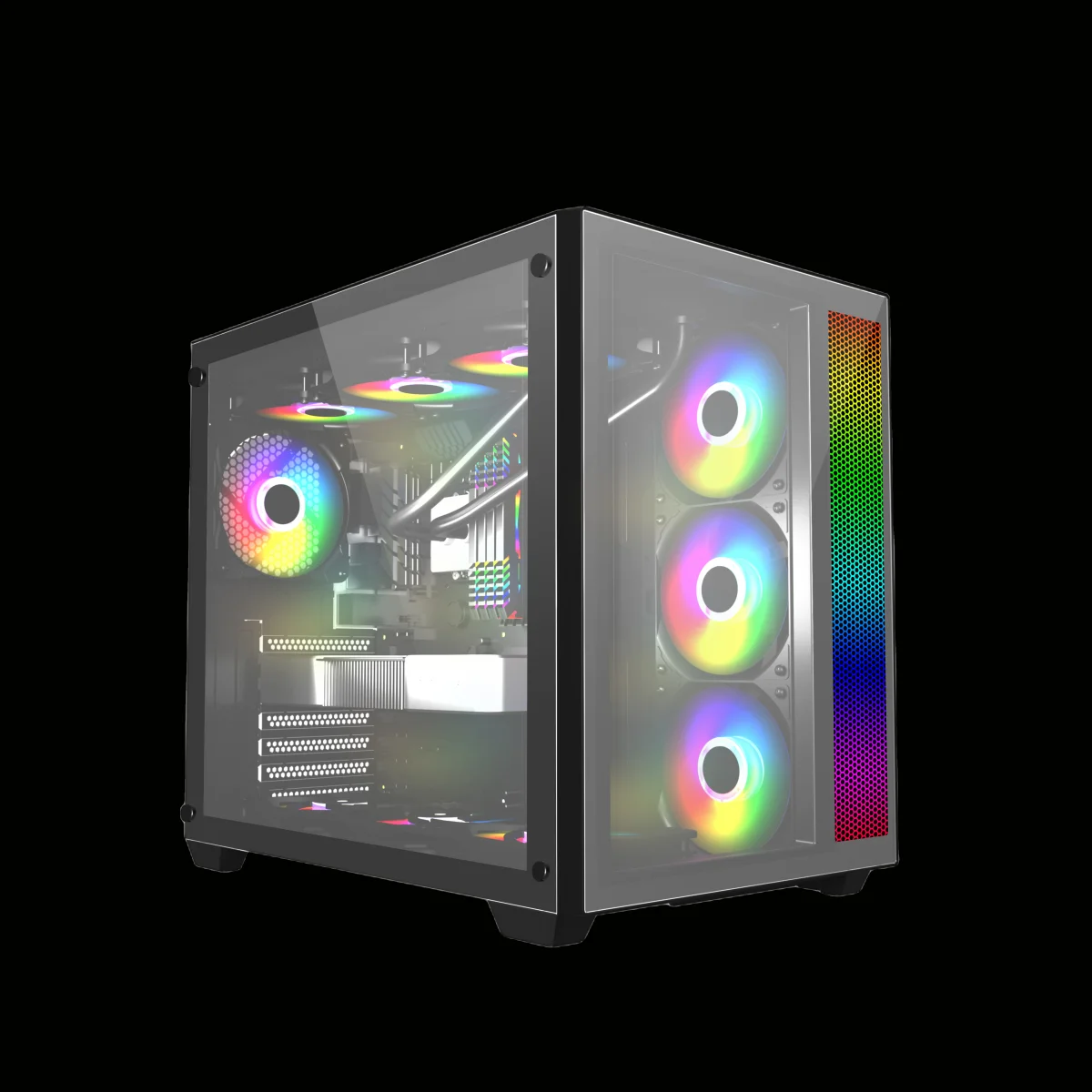 Gaming ATX Full Tower PC Case with Tempered Glass RGB Fan Mesh and ...