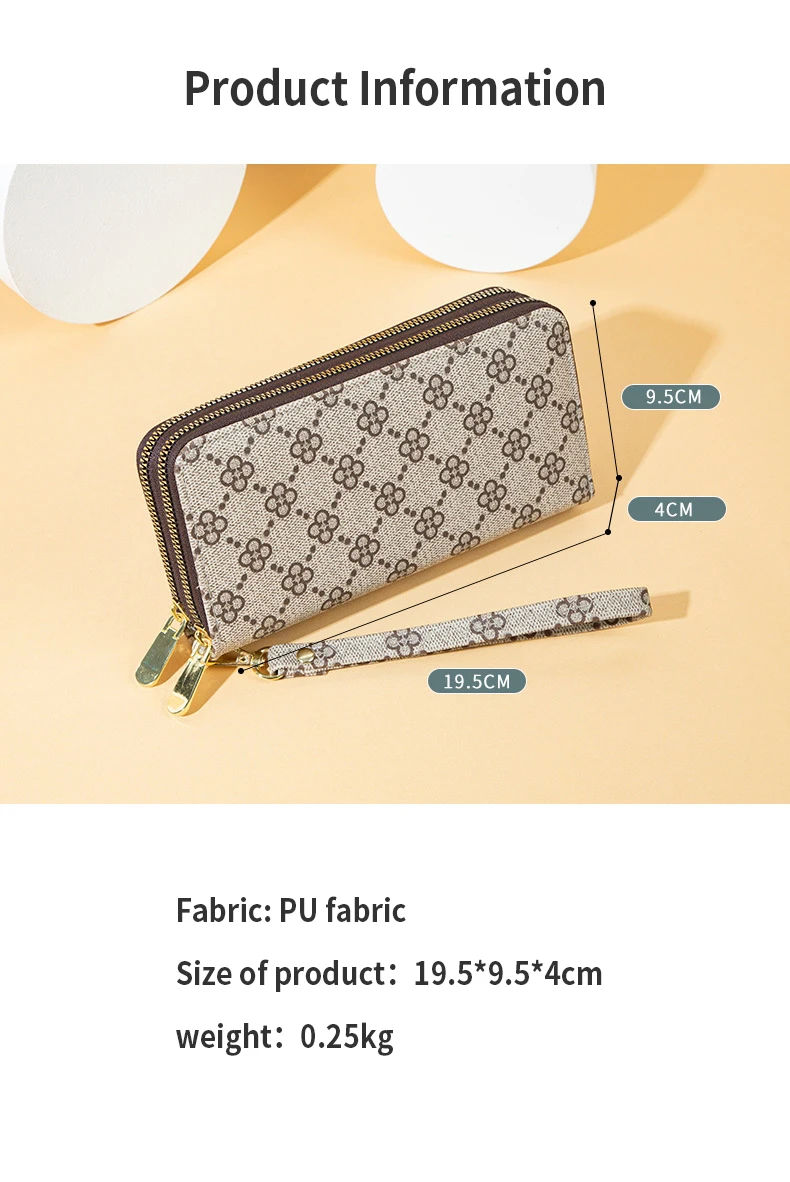 Luxury Designer Long Wallet Women Clutch Purse Double Zipper Fashion ...