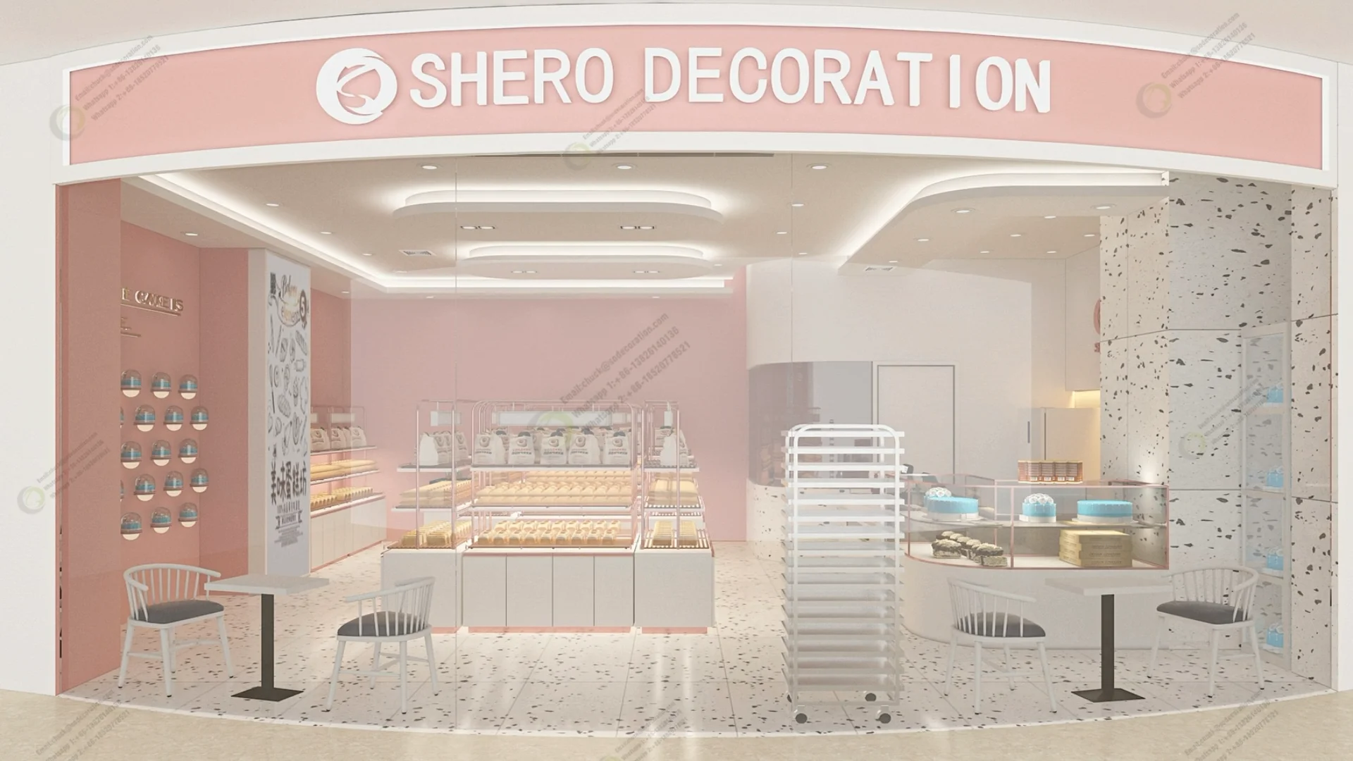 Modern Coffee Shop Interior Design Glass Display Cabinet Fancy Shop ...