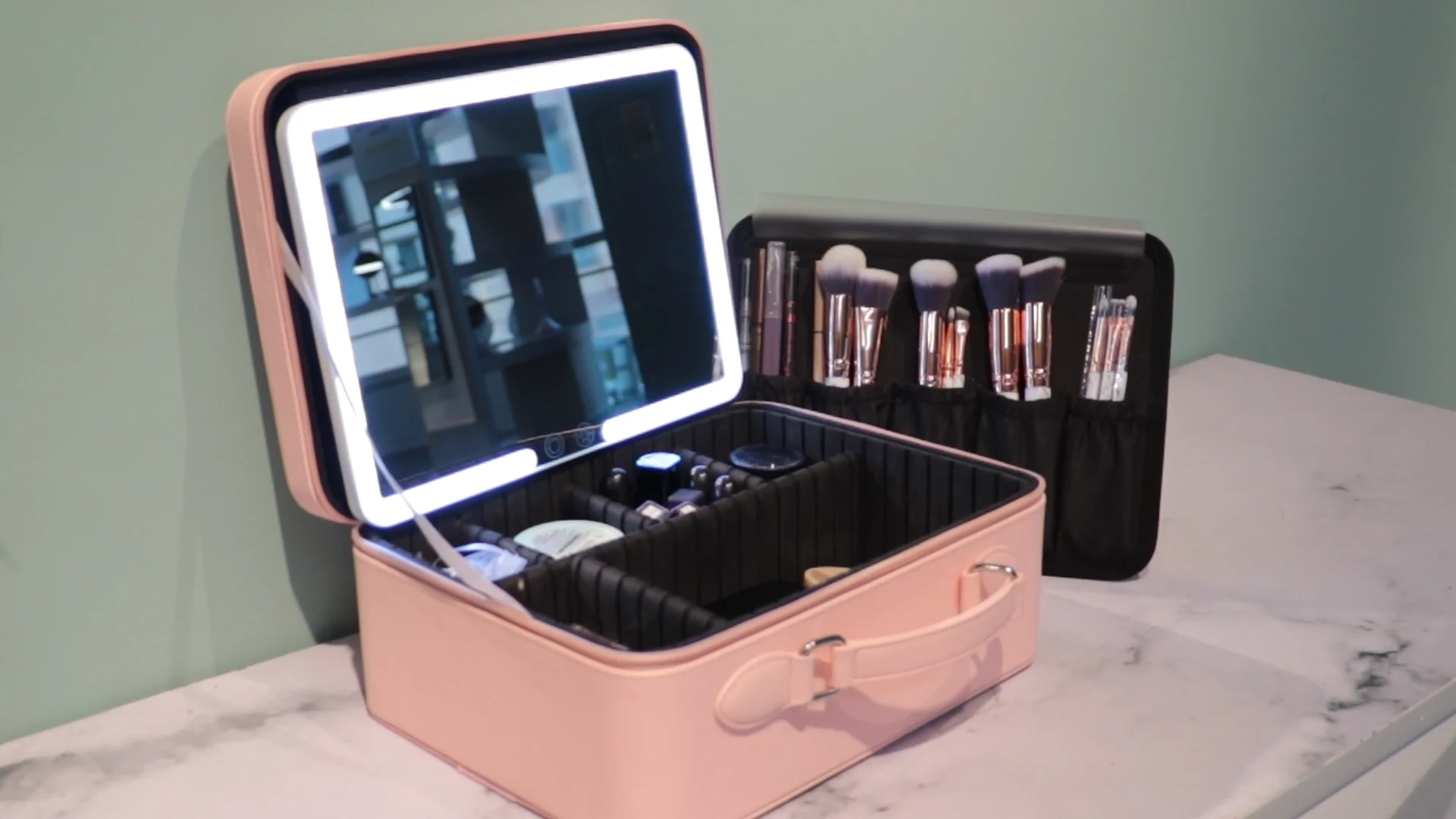 Rechargeable Storage Box Portable Cosmetic Vanity Make Up Folding ...