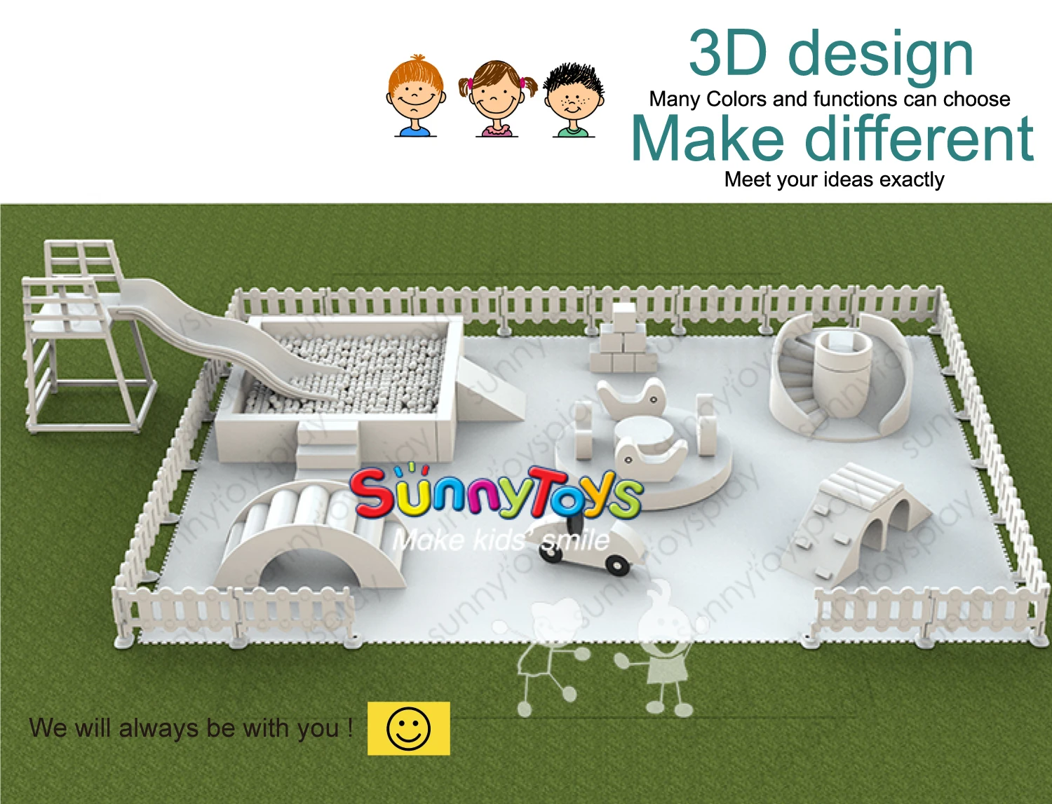 Kids Pastel Soft Play Equipment Set - Pink Flower Ball Pit