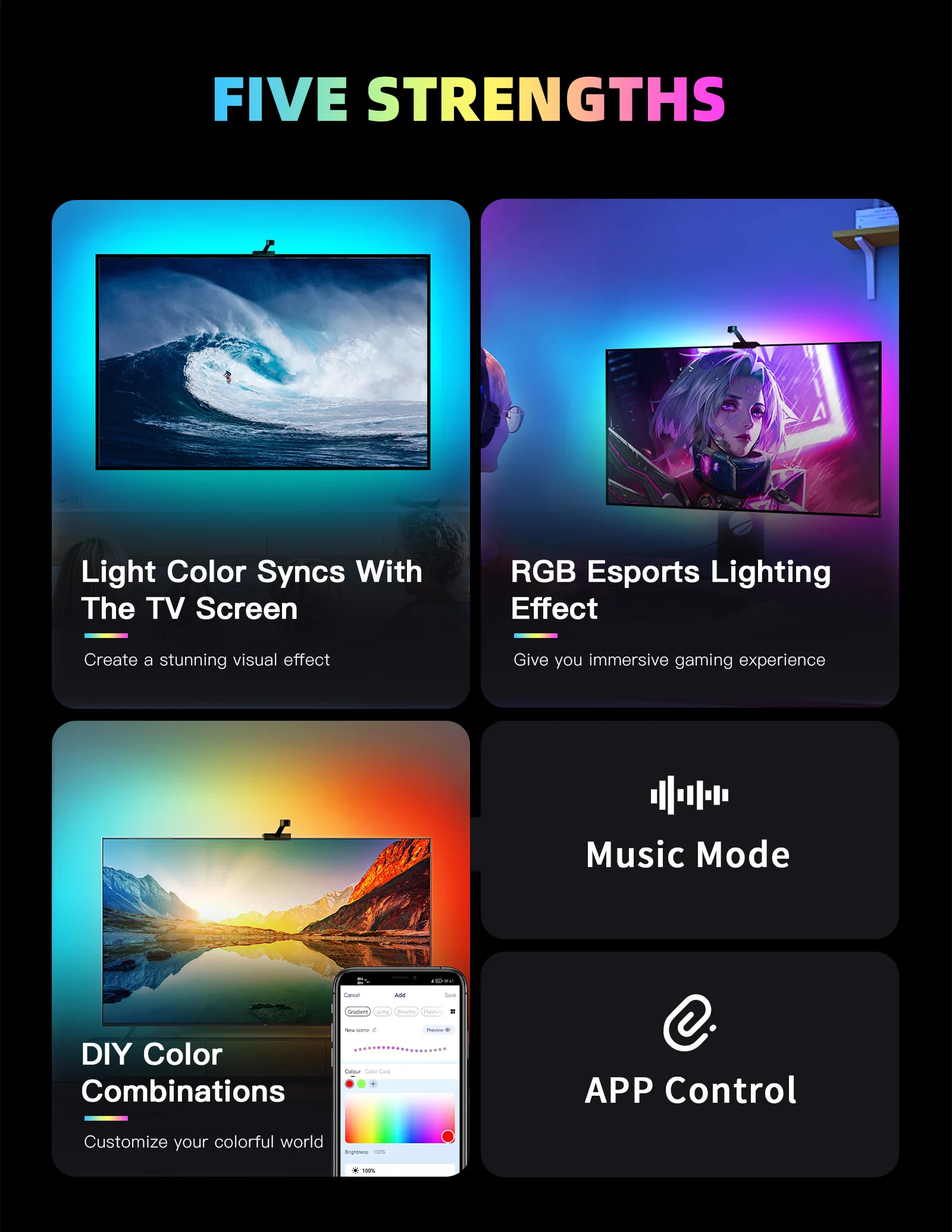 Pinelake Immersion Led Tv Backlights With Camera Wifi Rgbic Ambient ...