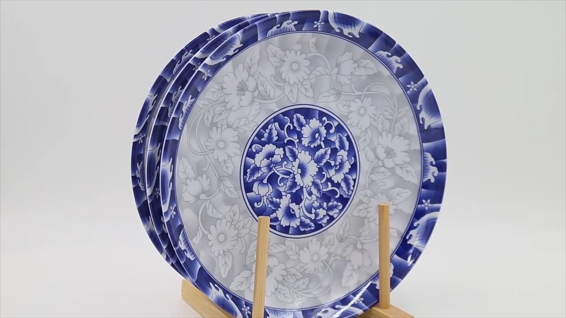 White/blue Asian Chinese Melamine Dinnerware With Plate And Bowl - Buy ...